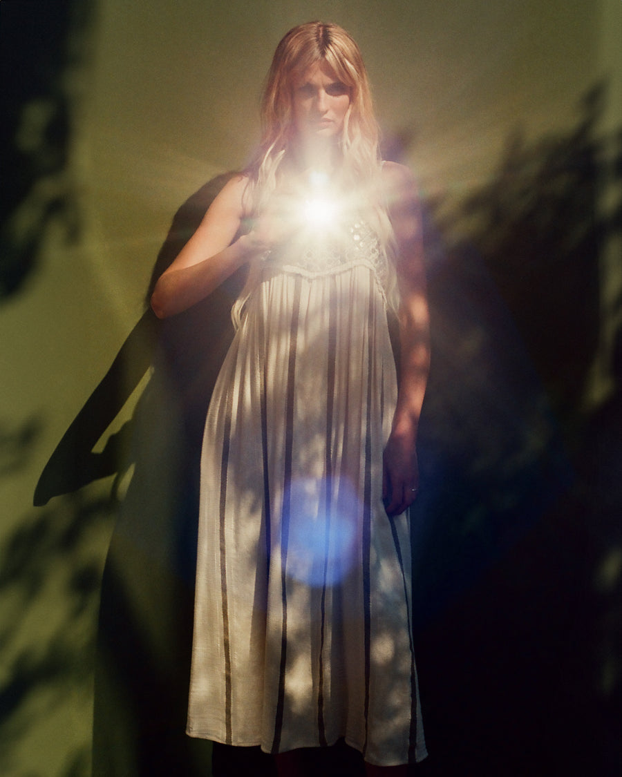 Eden White Sage Coin Dress