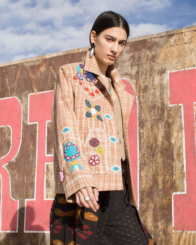 Western Tan Embroidered Jacket
