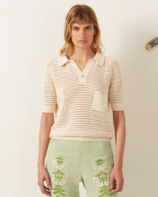 Lessi Oyster Crochet Top