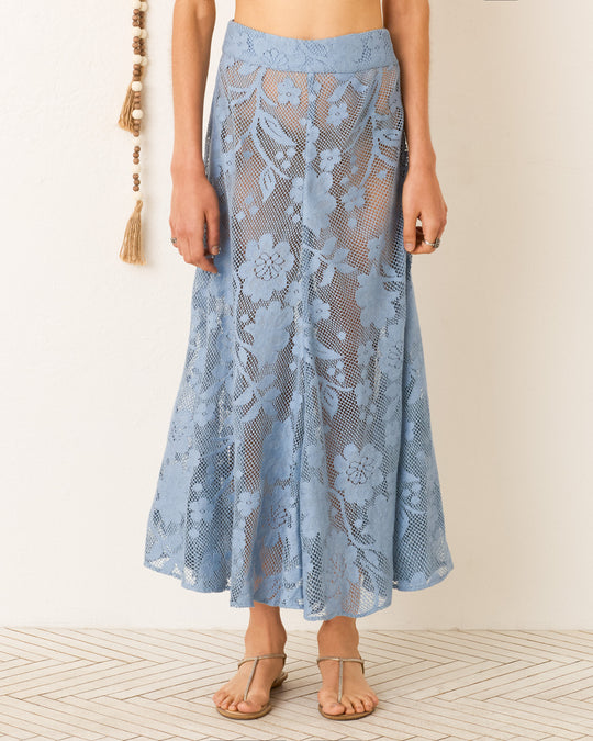 Vanessa Powder Blue Lace Skirt